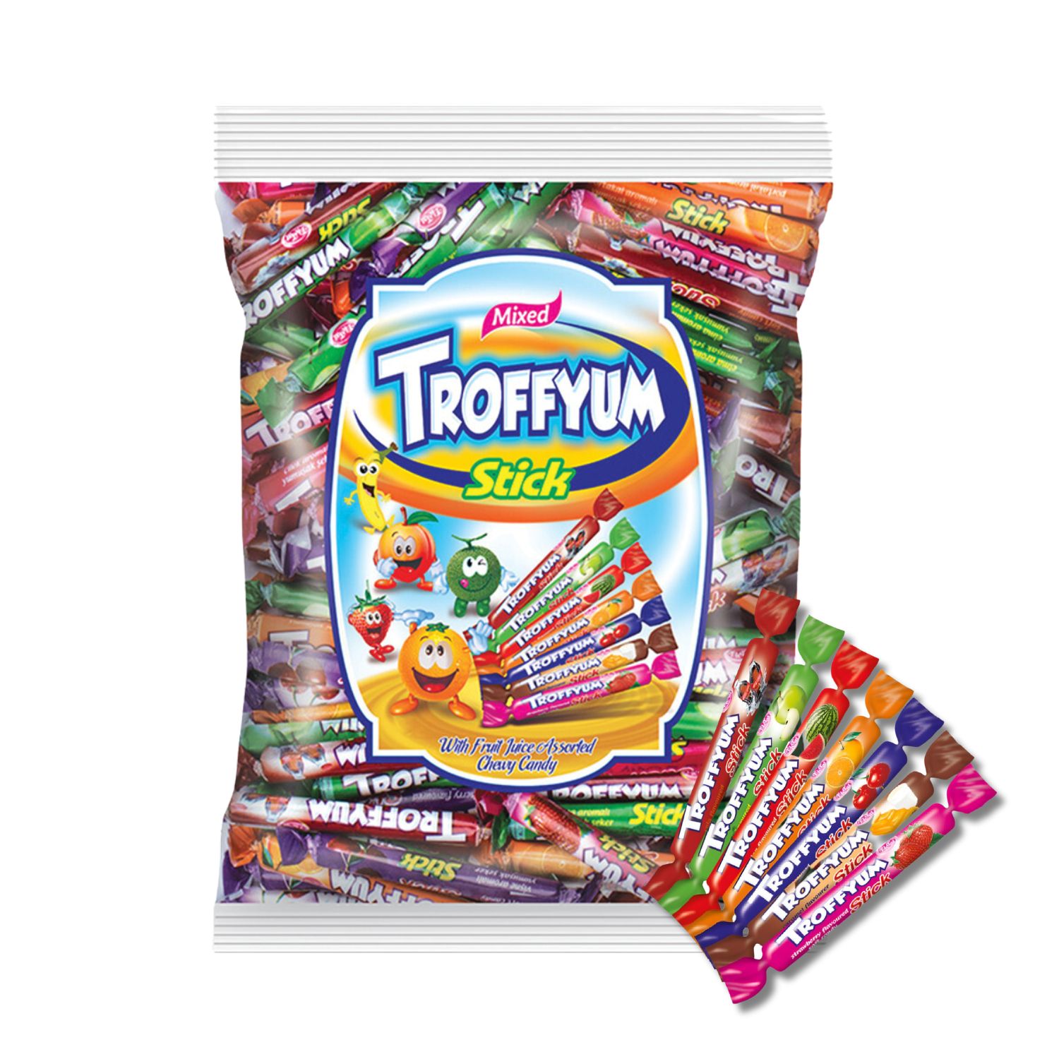 Eletat Mixed Troffyum Stick with Fruit Juice Assorted Chewy Candy 1kg ...